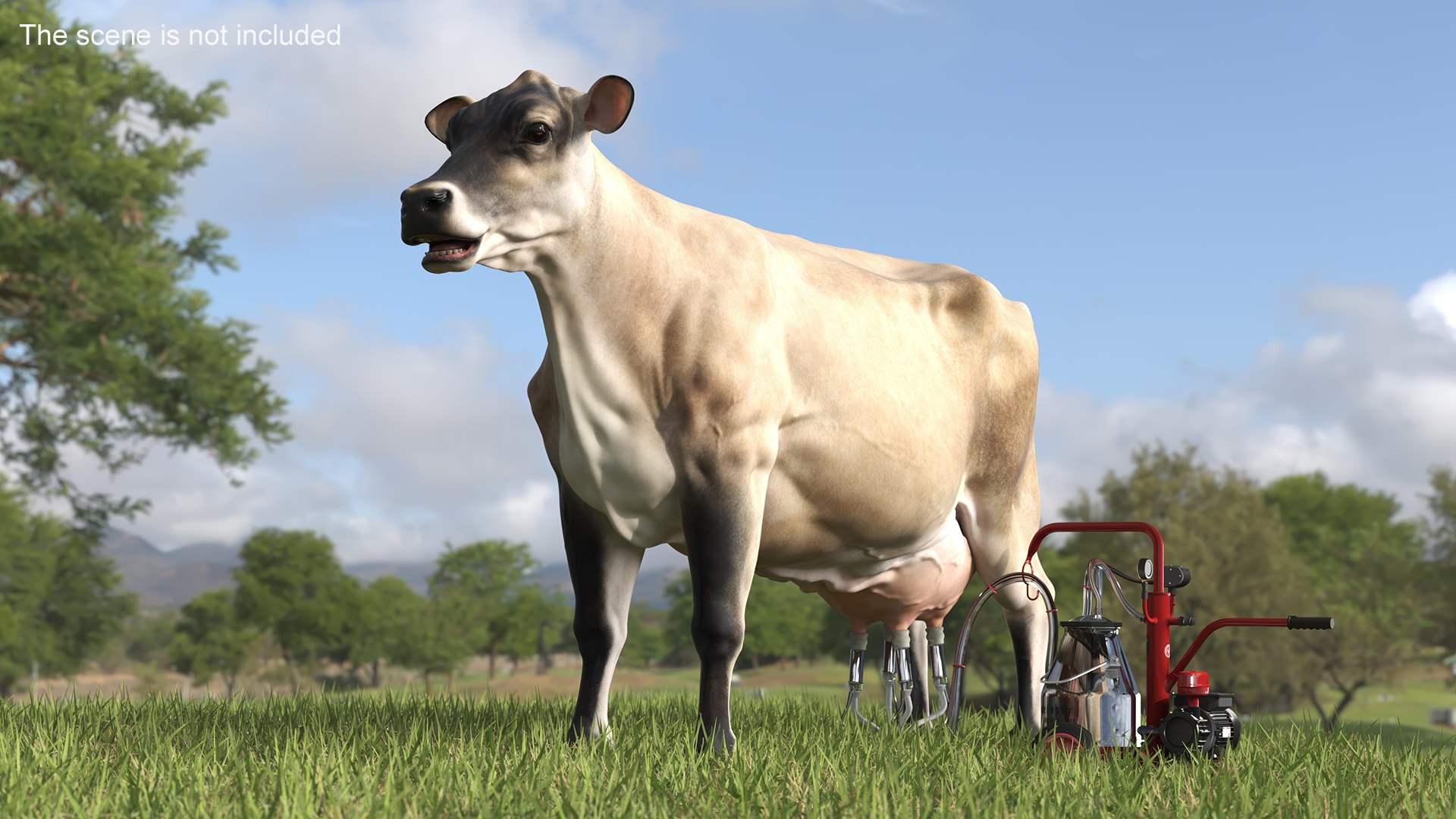 Jersey Dairy Cow And Milking Machine 3D Model - TurboSquid 2315117