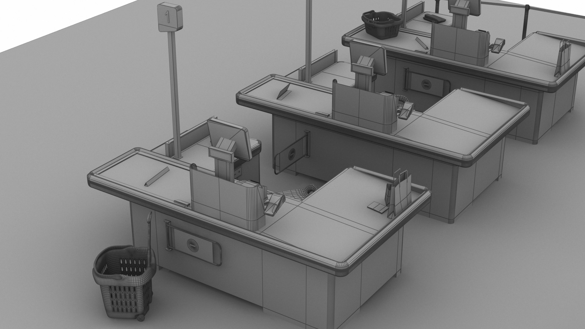 Supermarket Checkout Lane 3D Model - TurboSquid 2406800
