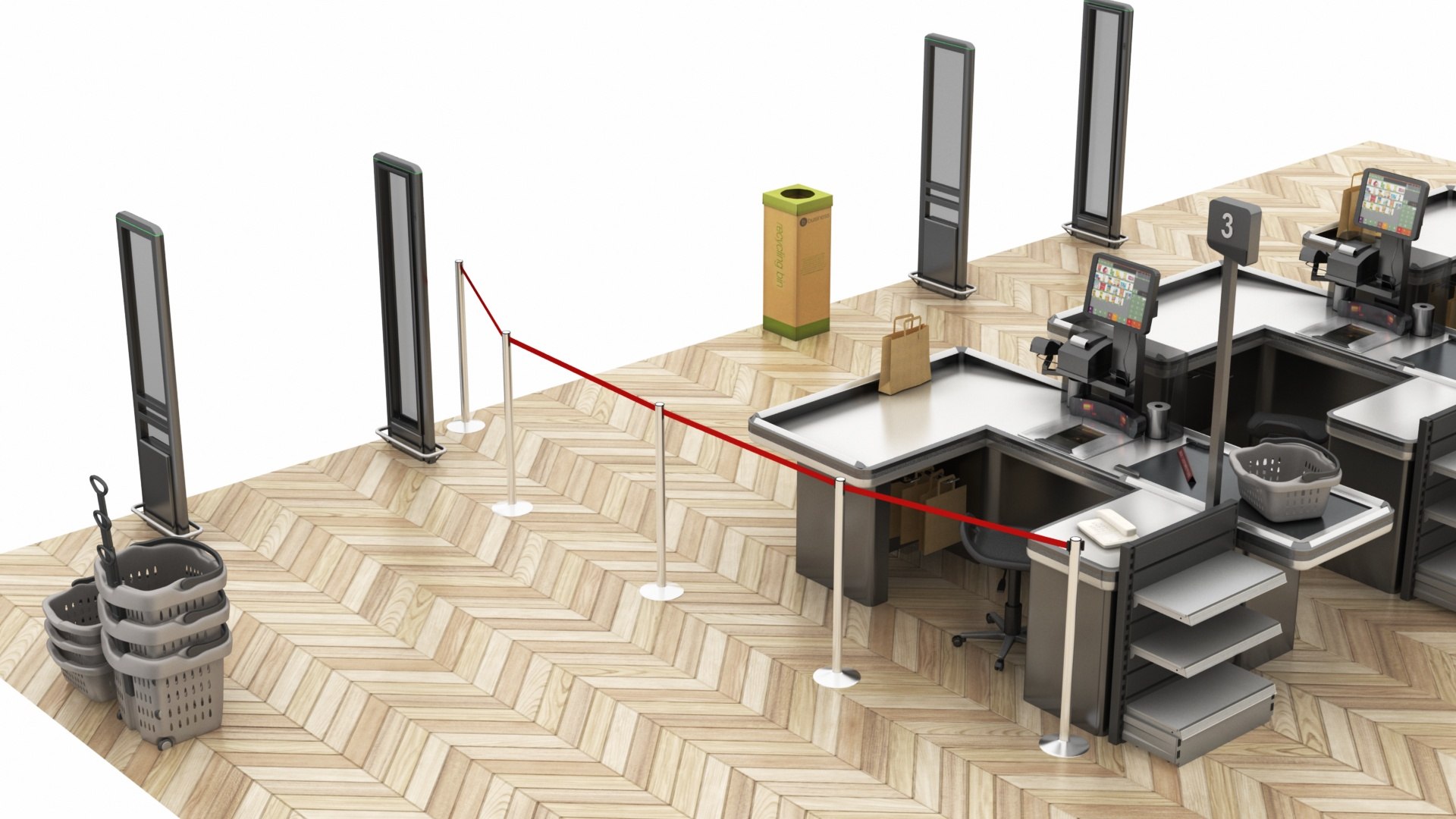 Supermarket Checkout Lane 3D Model - TurboSquid 2406800