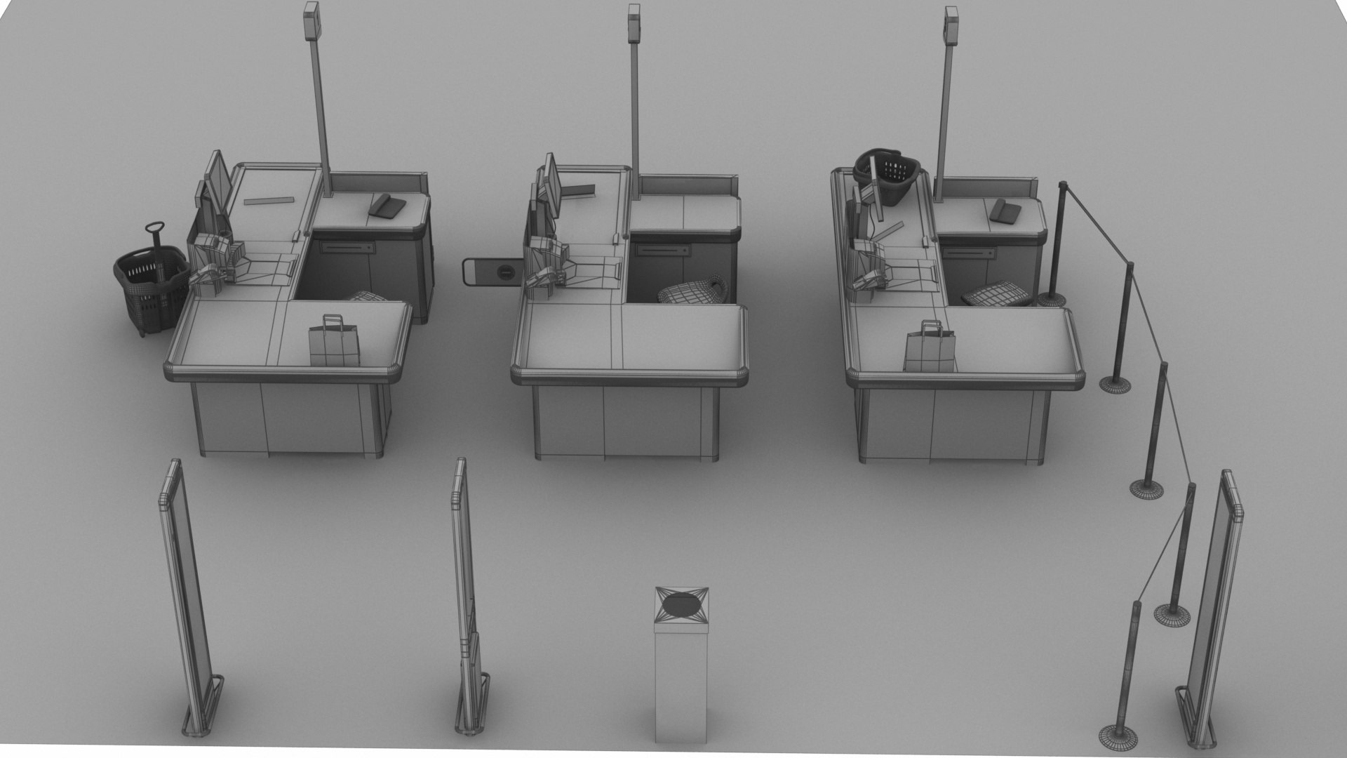 Supermarket Checkout Lane 3D Model - TurboSquid 2406800