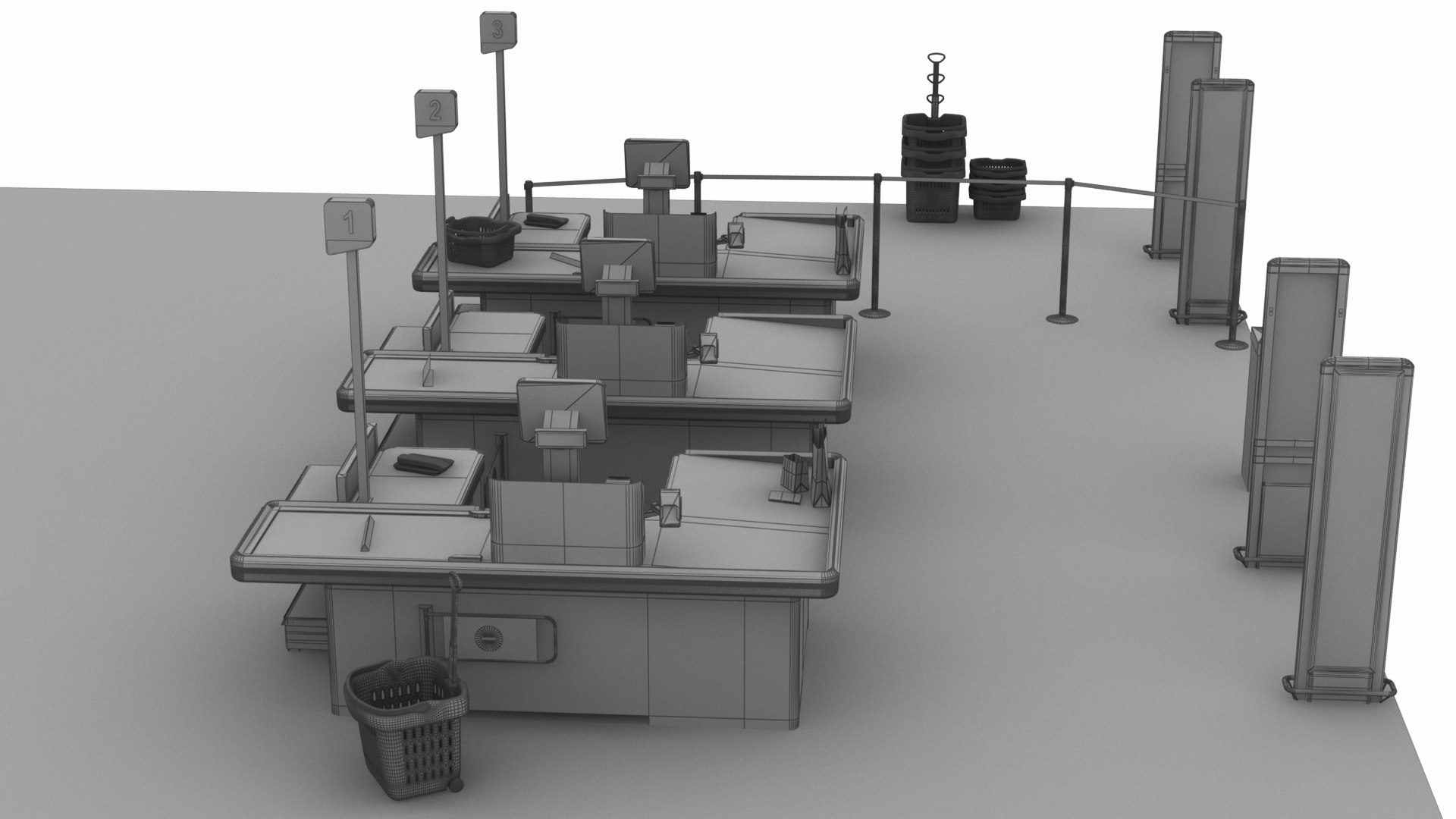 Supermarket Checkout Lane 3D Model - TurboSquid 2406800