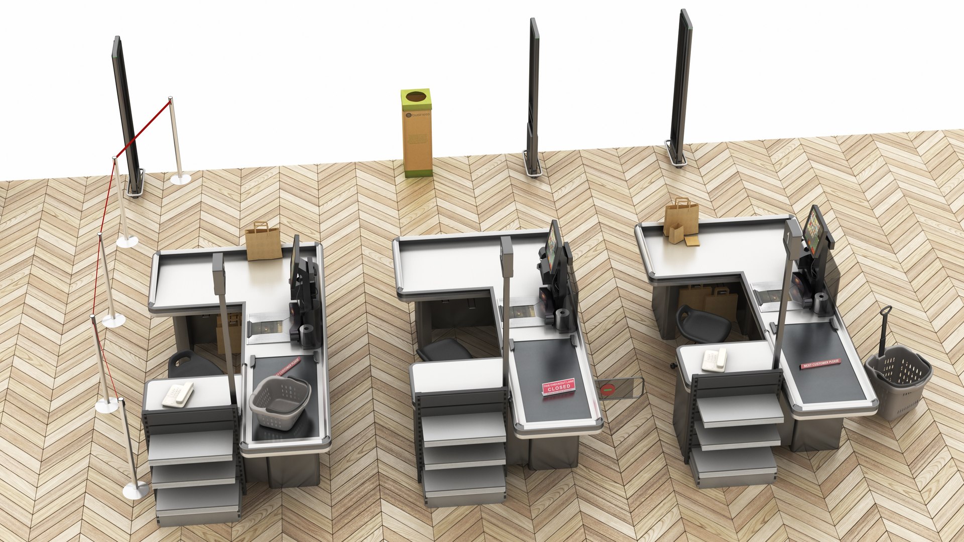 Supermarket Checkout Lane 3D Model - TurboSquid 2406800