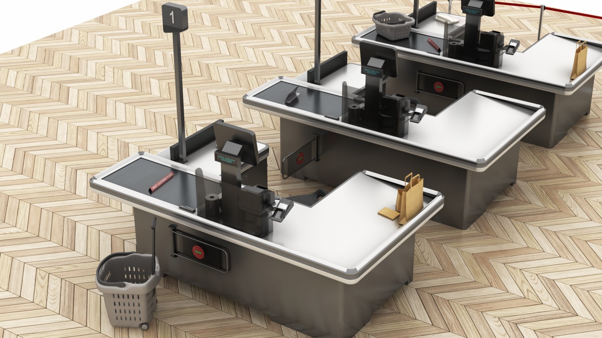 Supermarket Checkout Lane 3D Model - TurboSquid 2406800