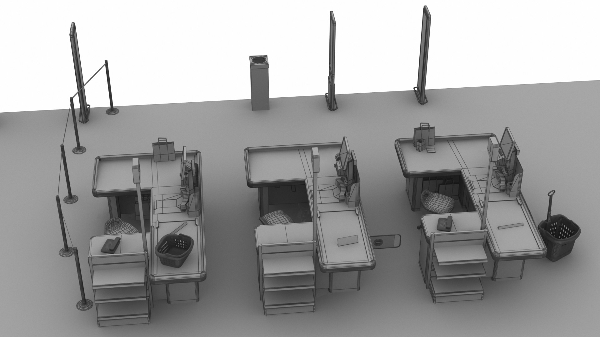 Supermarket Checkout Lane 3D Model - TurboSquid 2406800