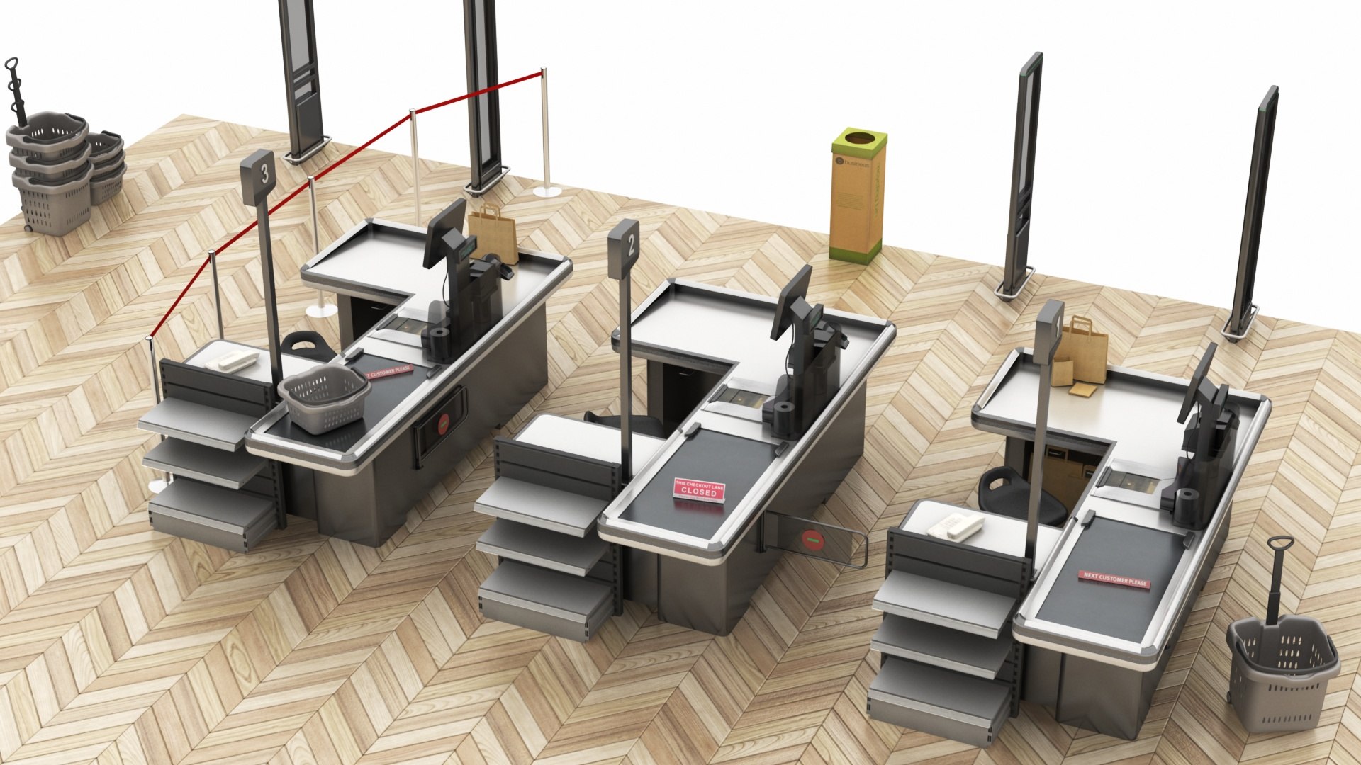 Supermarket Checkout Lane 3D Model - TurboSquid 2406800