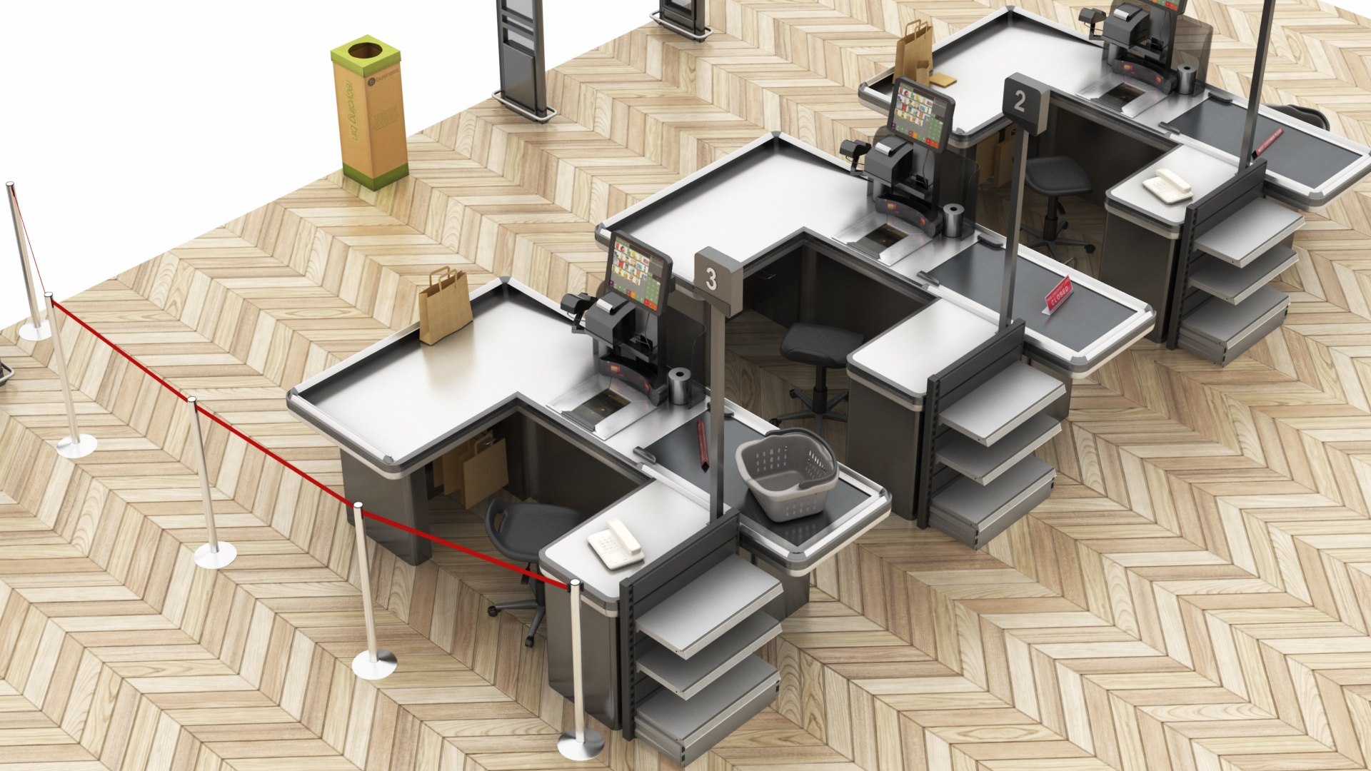 Supermarket Checkout Lane 3D Model - TurboSquid 2406800