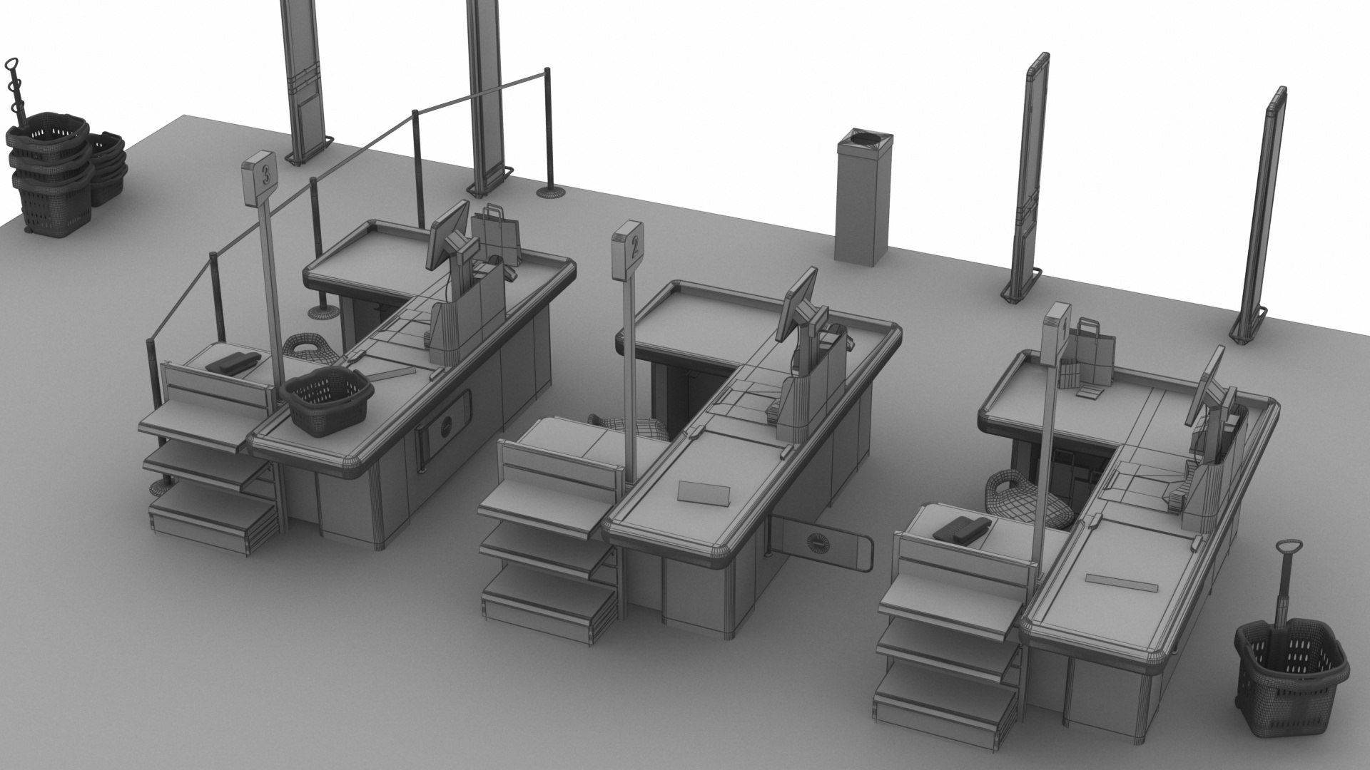 Supermarket Checkout Lane 3D Model - TurboSquid 2406800