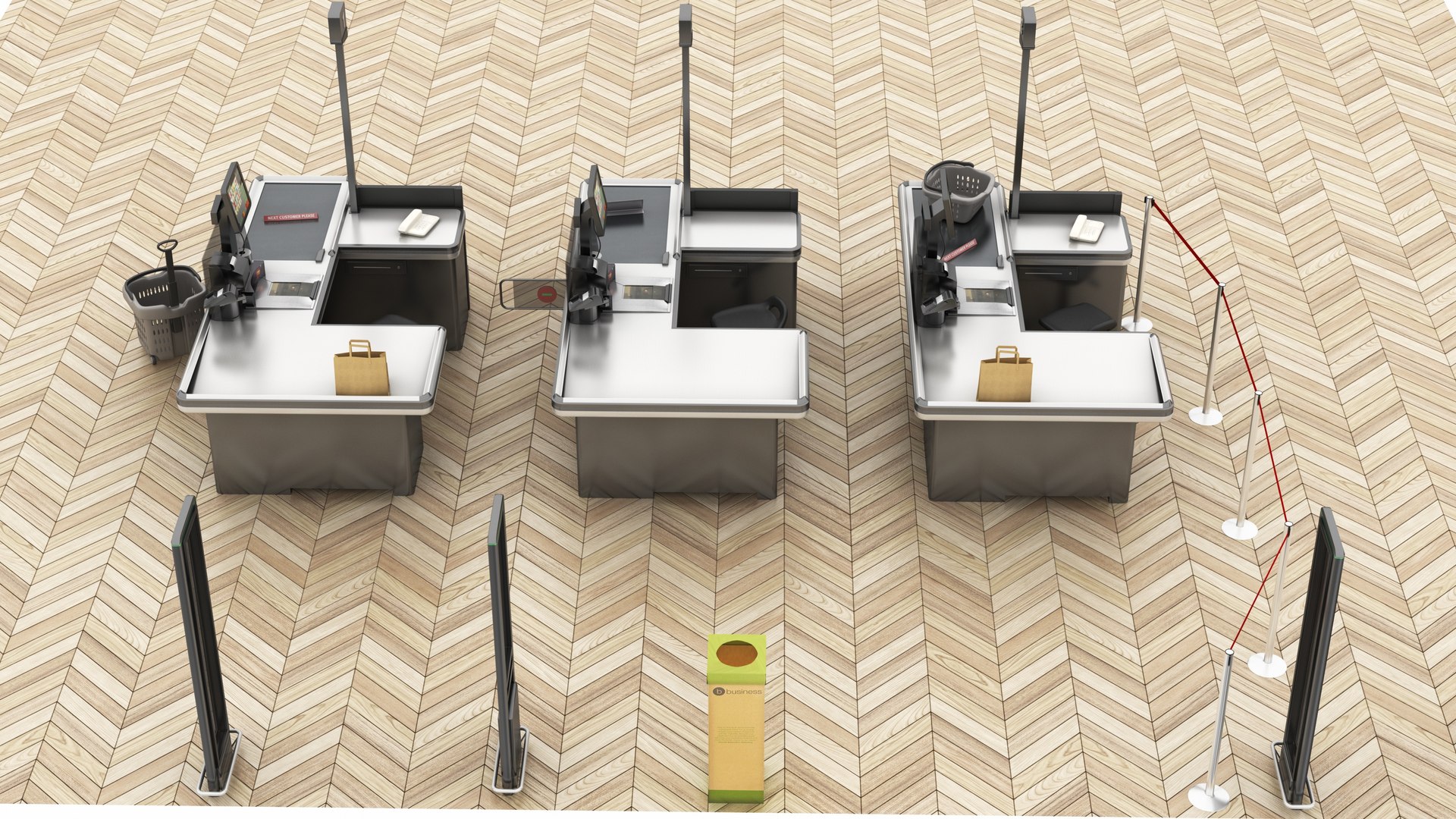 Supermarket Checkout Lane 3D Model - TurboSquid 2406800