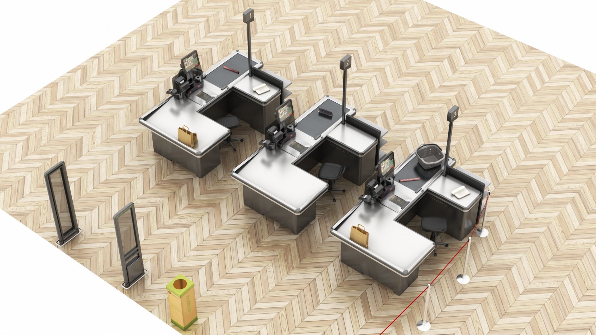Supermarket Checkout Lane 3D Model - TurboSquid 2406800
