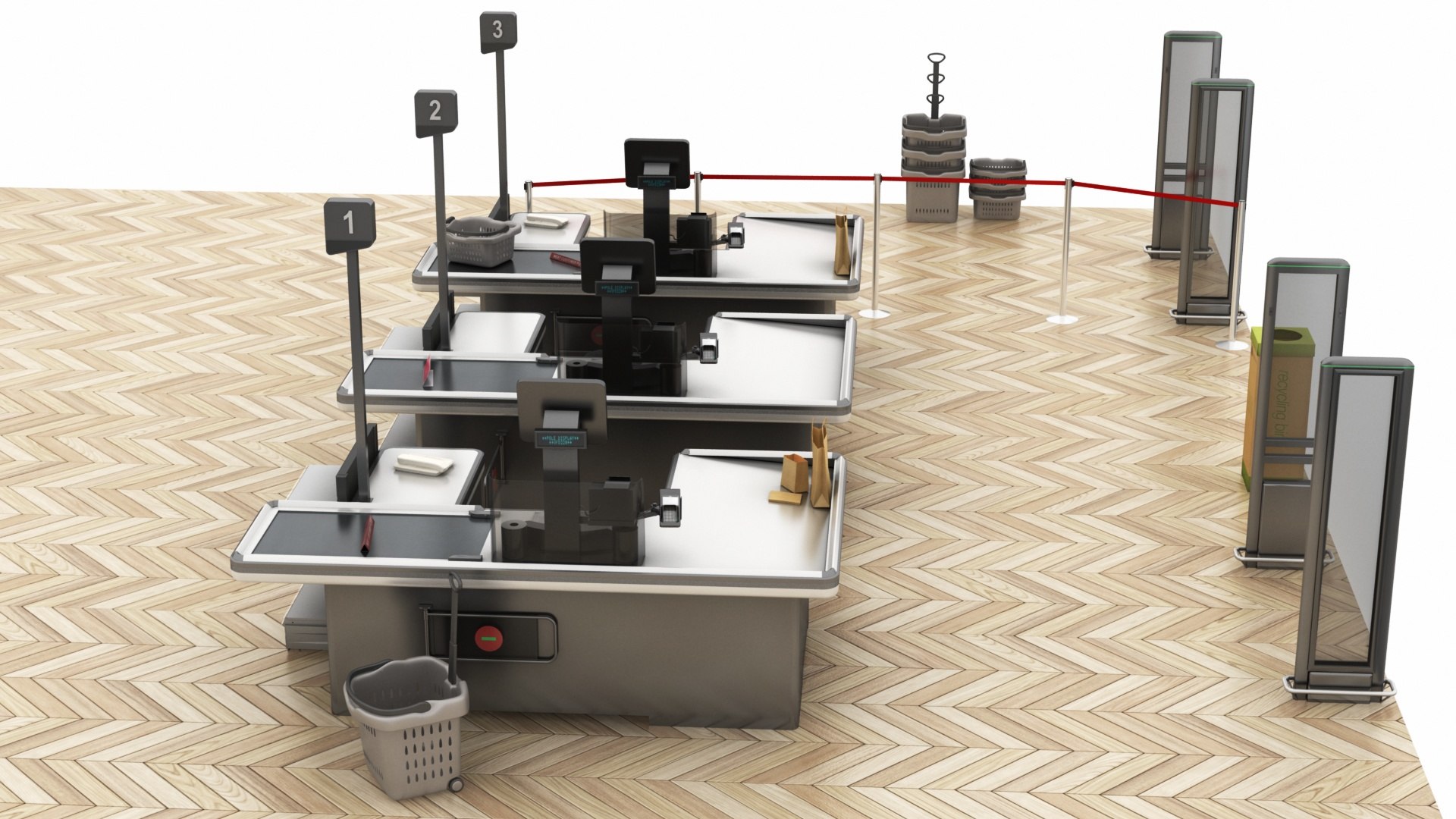 Supermarket Checkout Lane 3D Model - TurboSquid 2406800