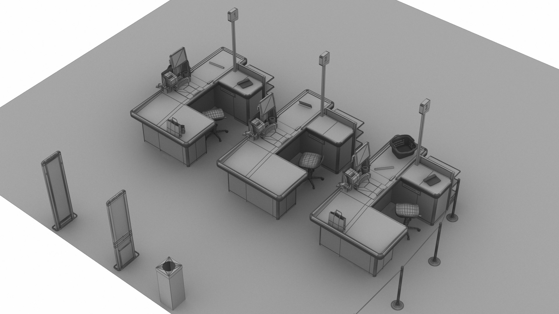 Supermarket Checkout Lane 3D Model - TurboSquid 2406800