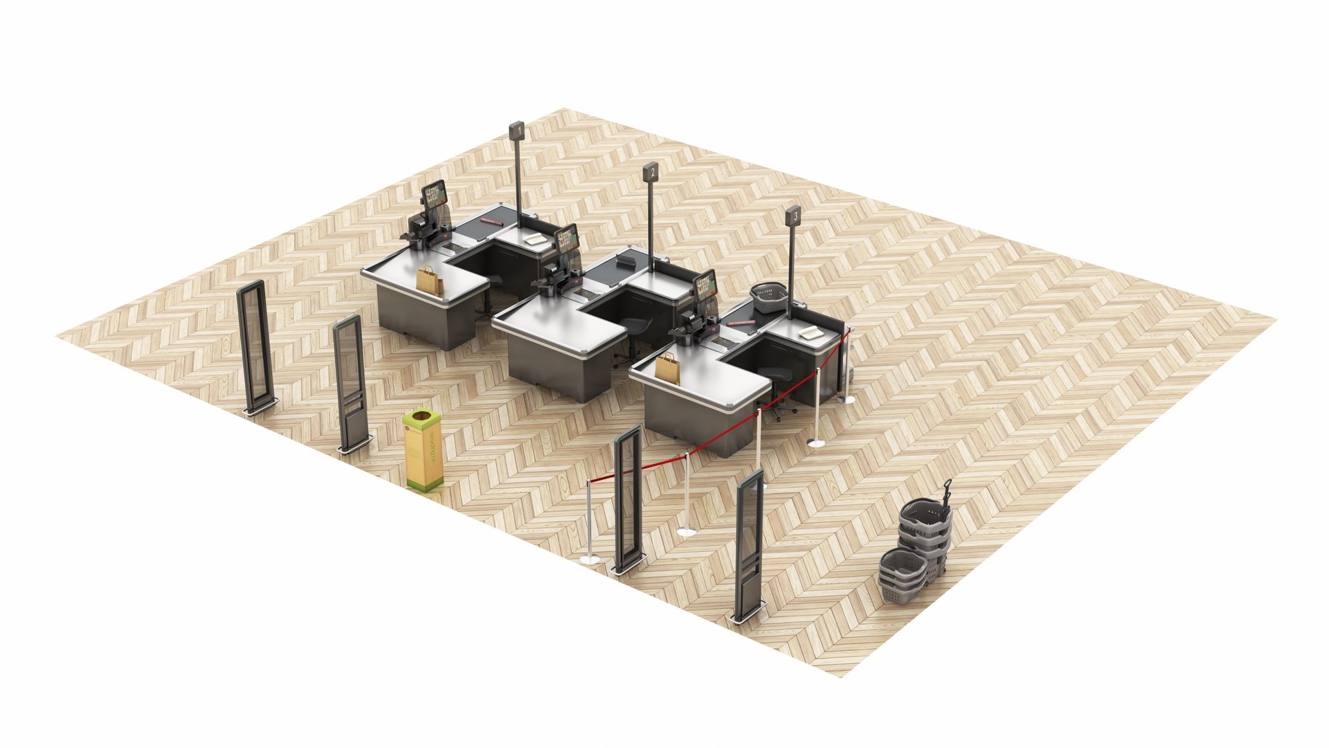 Supermarket Checkout Lane 3D Model - TurboSquid 2406800