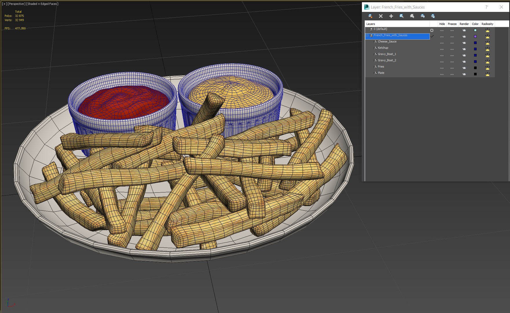 3D French Fries With Sauces - TurboSquid 2135833