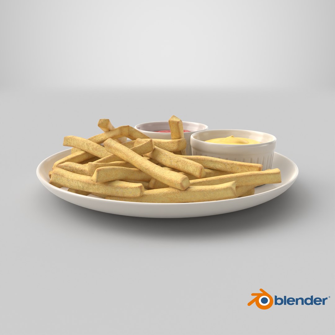 3D French Fries With Sauces - TurboSquid 2135833