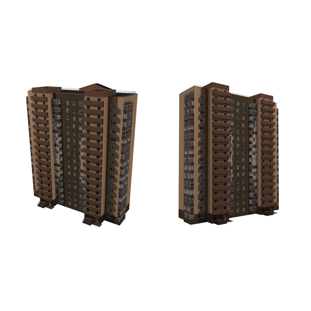 3D brick residential multi-storey model - TurboSquid 1453150