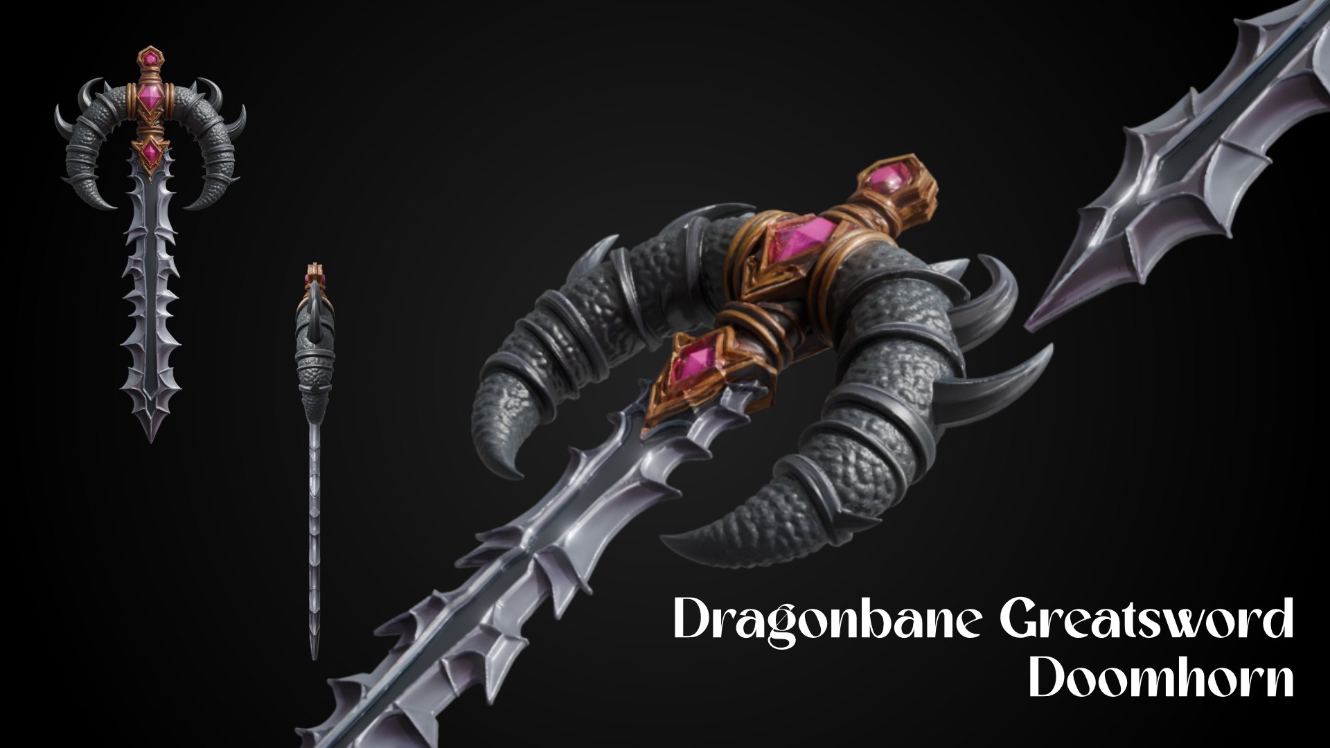 Stylized Fantasy Sword - Dragonbane Greatsword - Doomhorn Model - TurboSquid 2426596