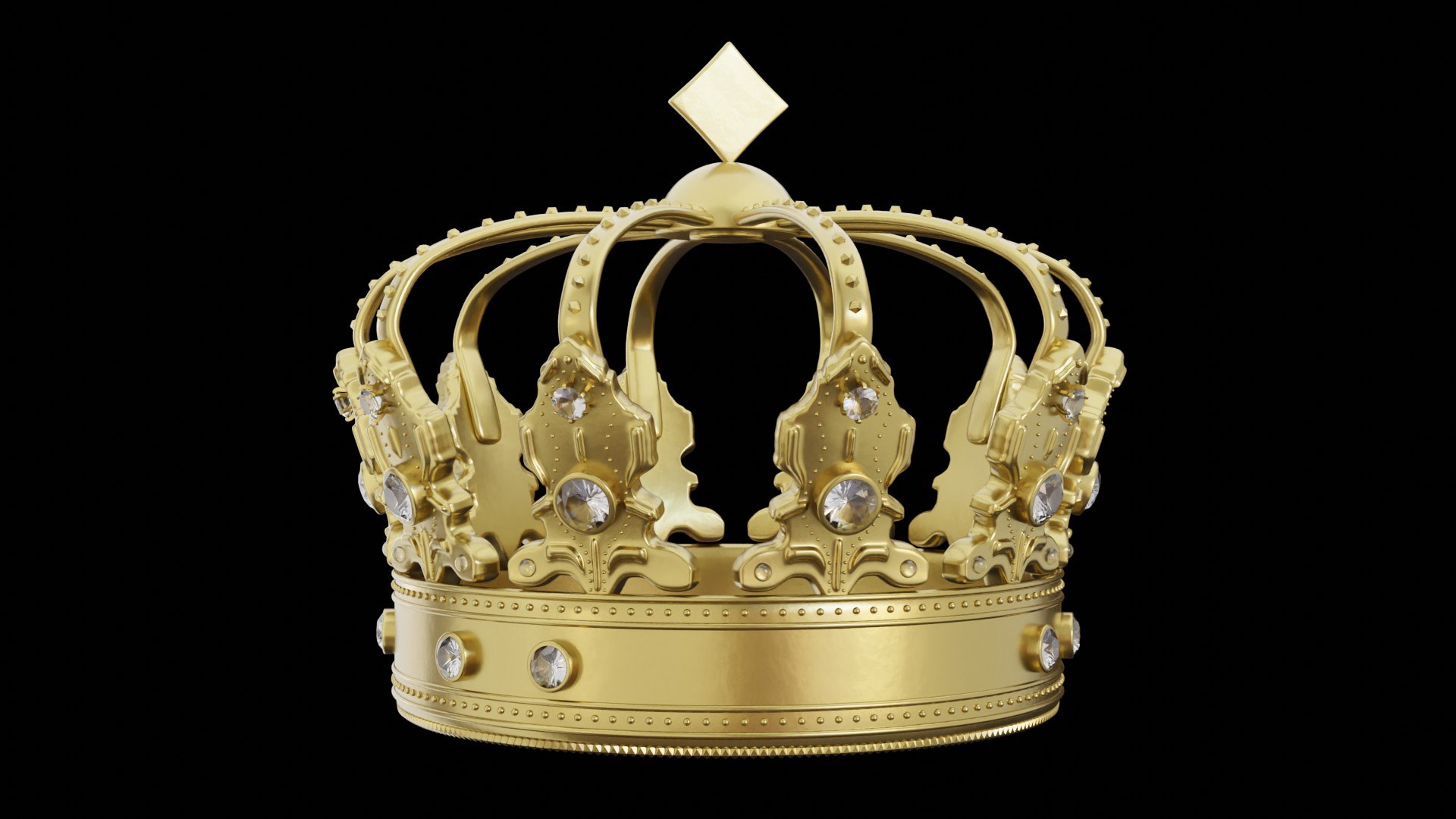 Golden Crown with Diamonds 3D model - TurboSquid 2066251