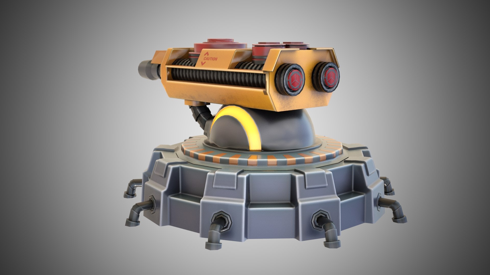 3D Model Gun Turret Stylized - TurboSquid 2160016