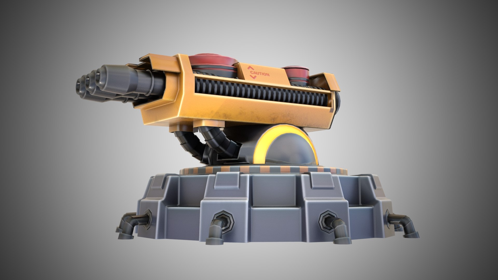 3D Model Gun Turret Stylized - TurboSquid 2160016
