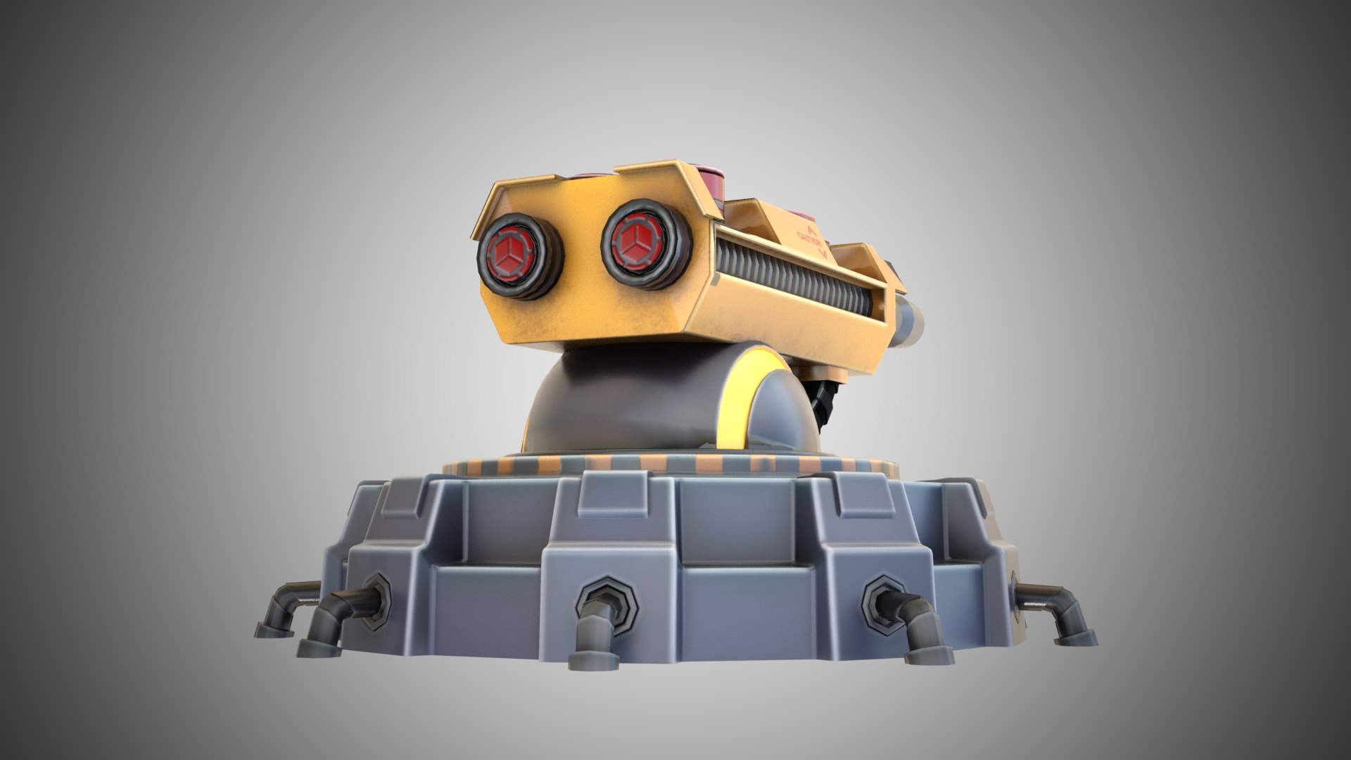 3D Model Gun Turret Stylized - TurboSquid 2160016