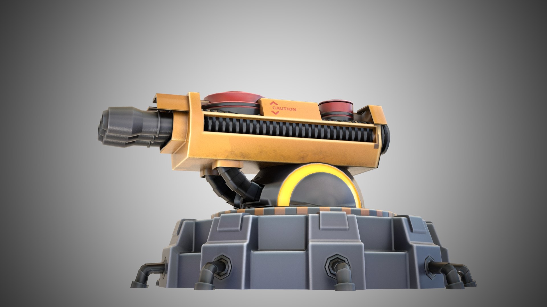 3D Model Gun Turret Stylized - TurboSquid 2160016