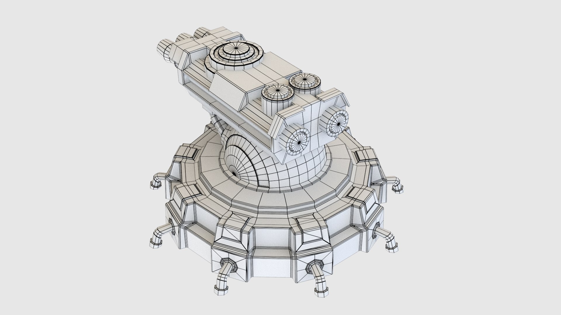 3D Model Gun Turret Stylized - TurboSquid 2160016
