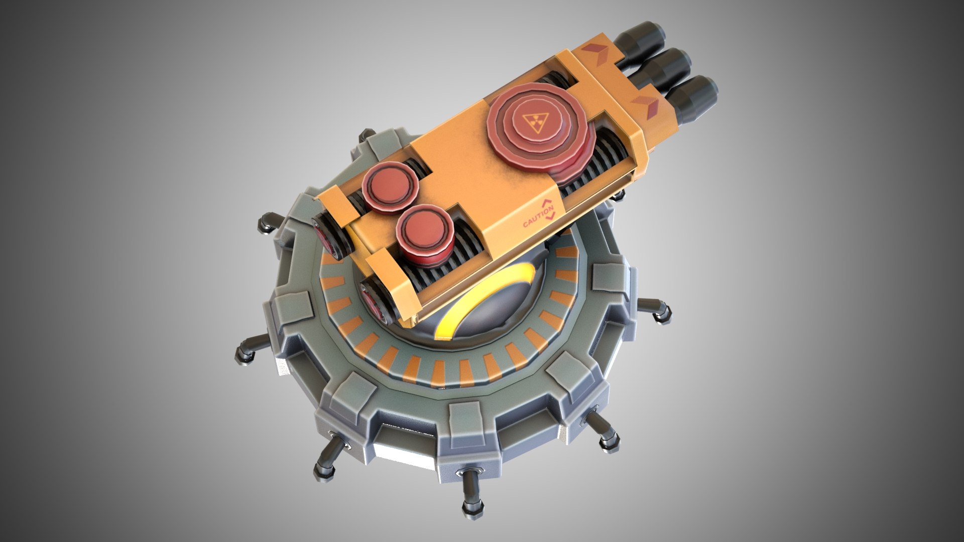 3D Model Gun Turret Stylized - TurboSquid 2160016