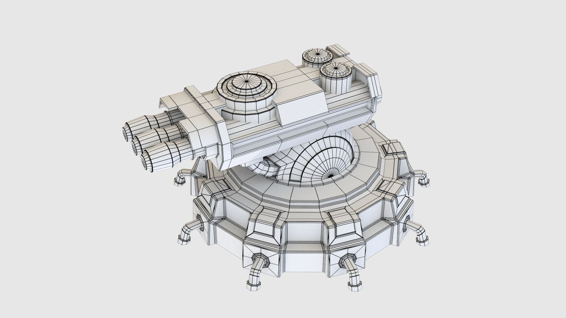 3D Model Gun Turret Stylized - TurboSquid 2160016