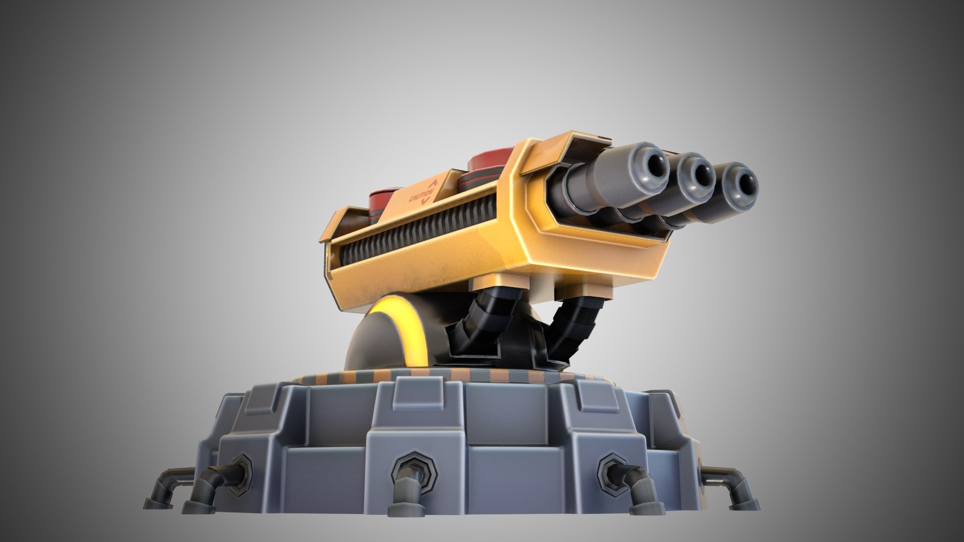 3D Model Gun Turret Stylized - TurboSquid 2160016