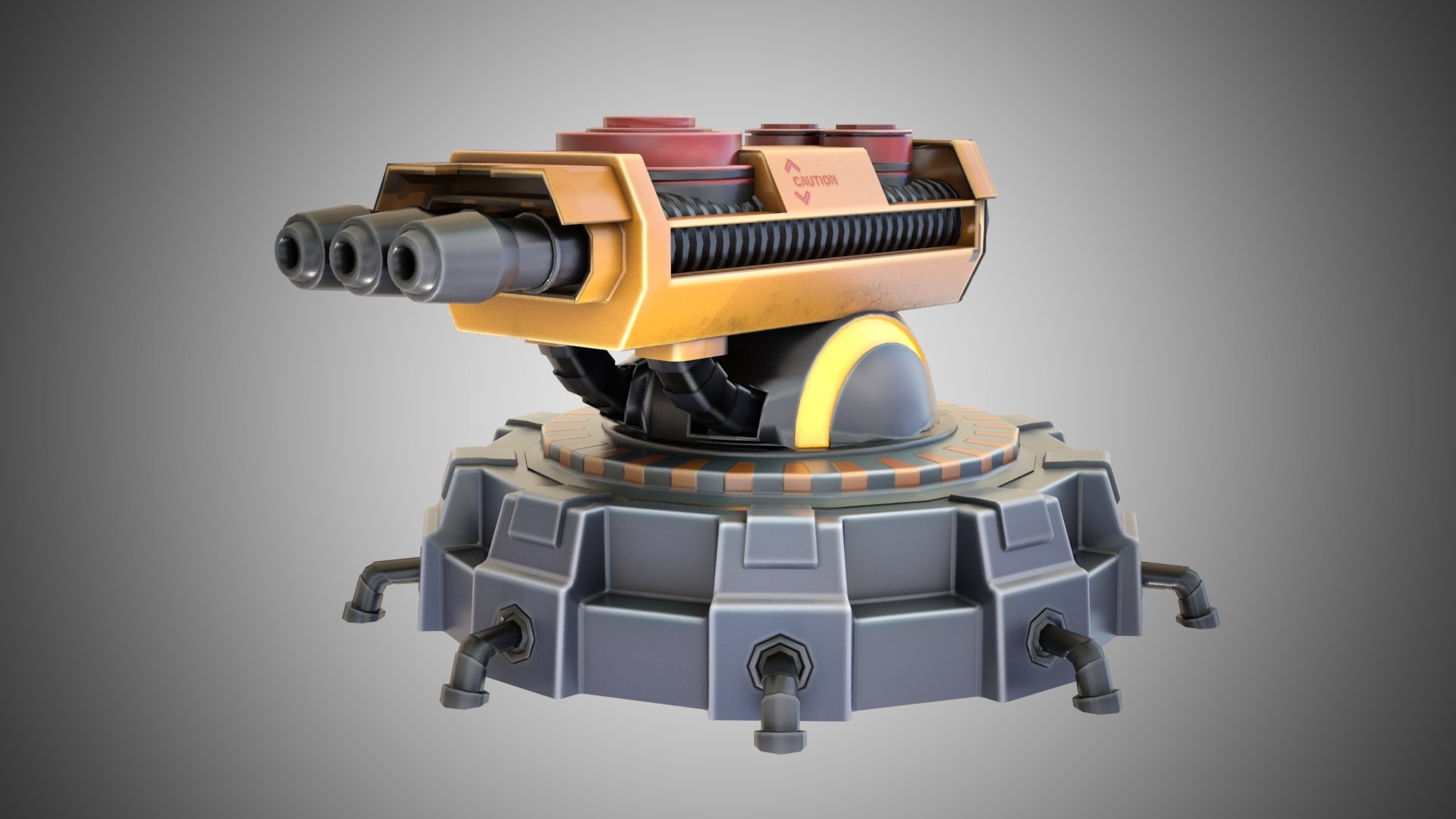 3D Model Gun Turret Stylized - TurboSquid 2160016