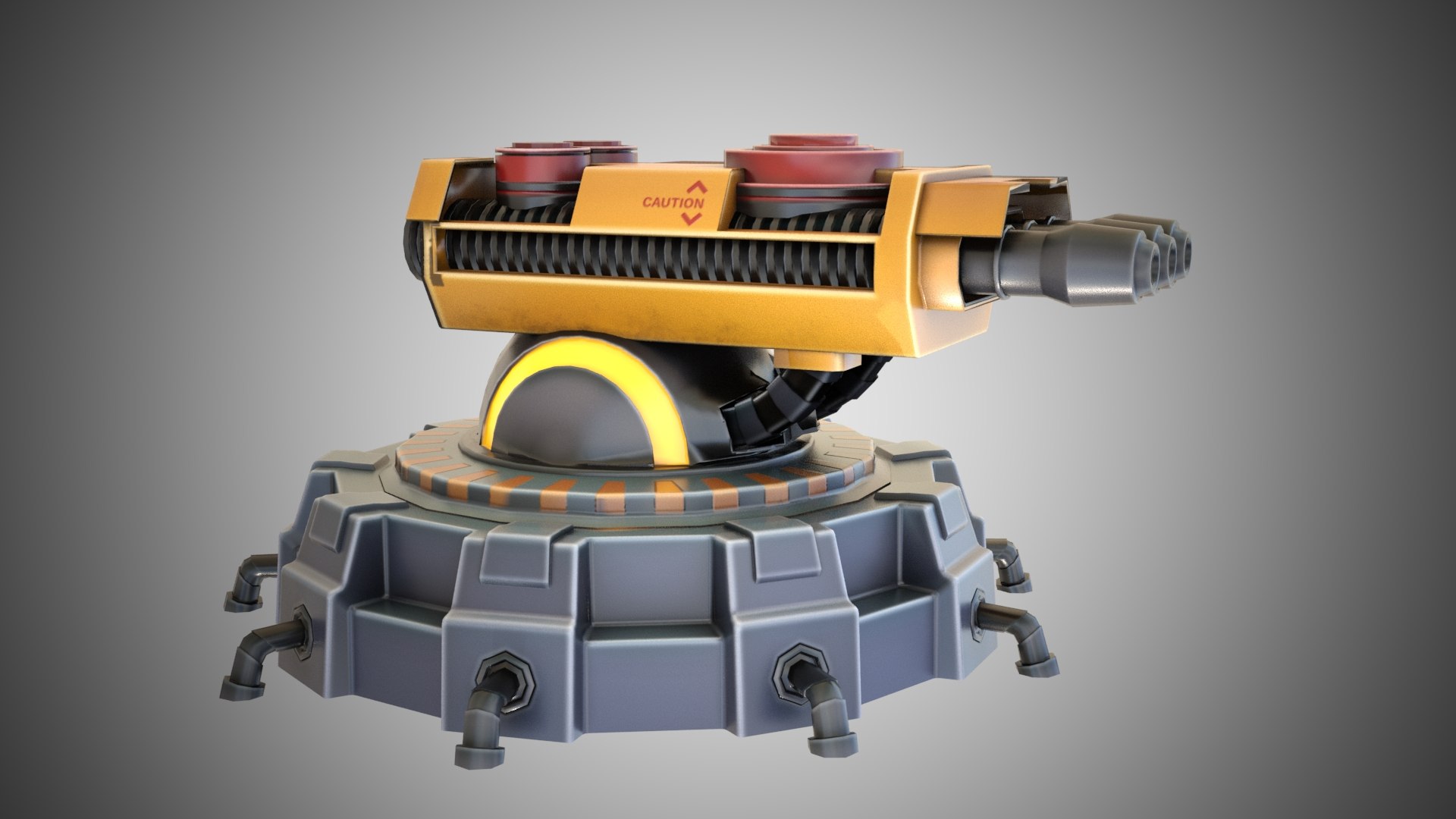 3D Model Gun Turret Stylized - TurboSquid 2160016