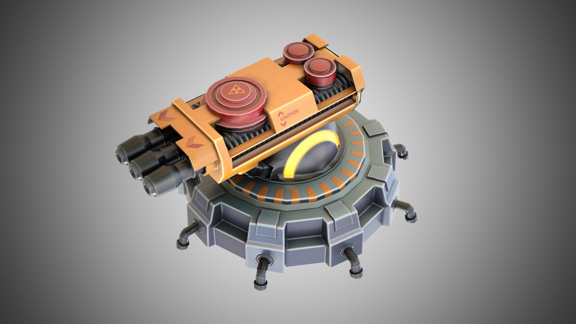 3D Model Gun Turret Stylized - TurboSquid 2160016