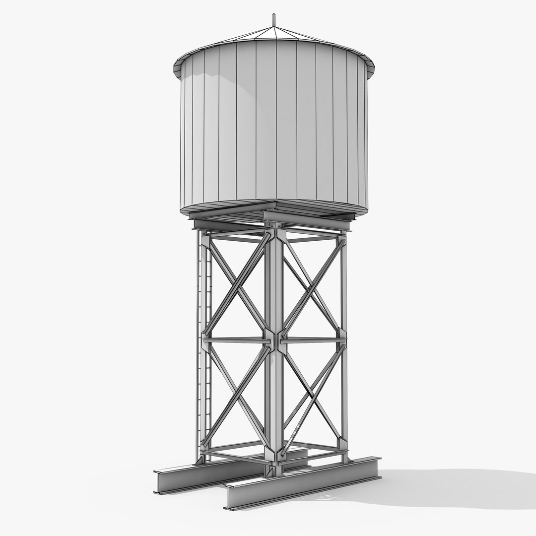3D rooftop water tower - TurboSquid 1348276