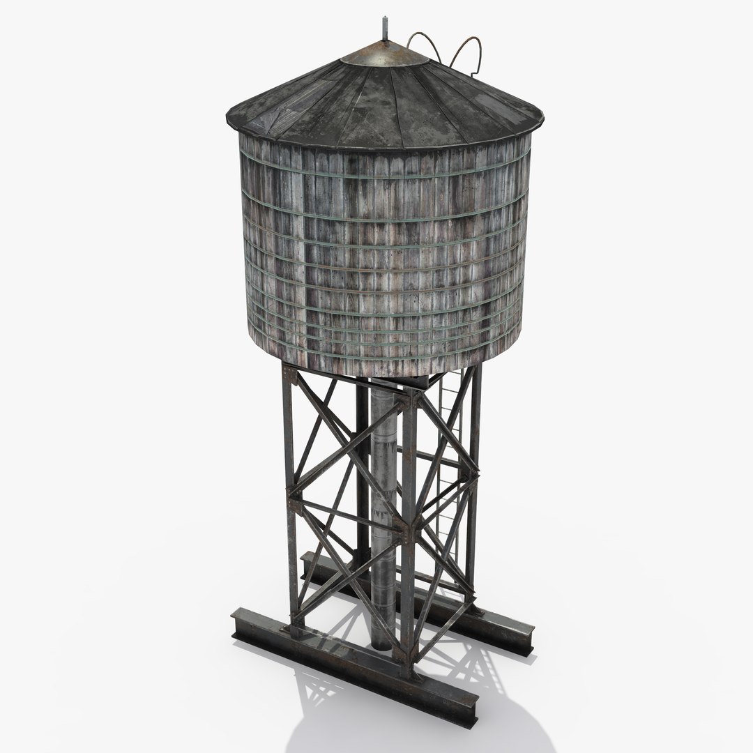 3D rooftop water tower - TurboSquid 1348276