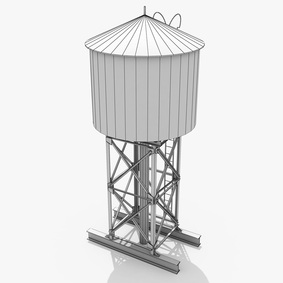 3D rooftop water tower - TurboSquid 1348276