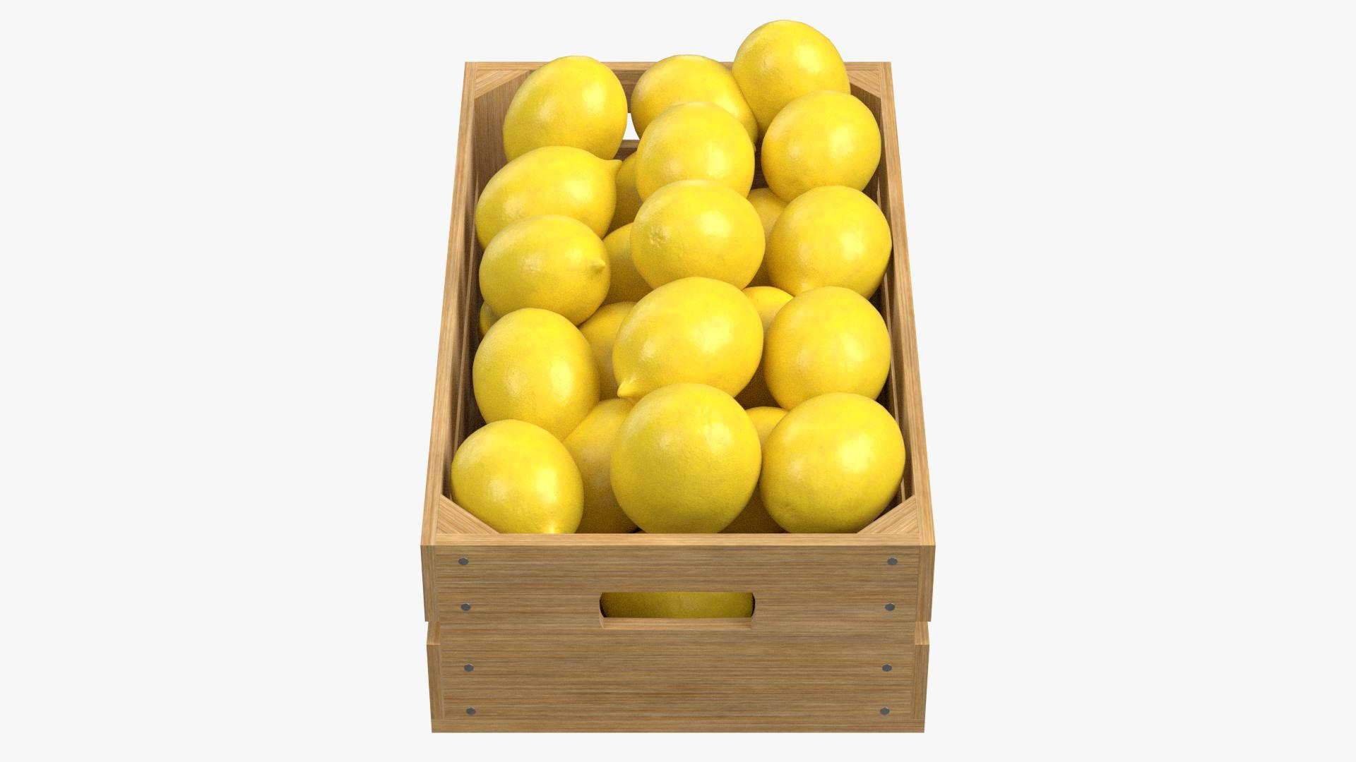 3D Lemons In A Wooden Crate Model - TurboSquid 1865379