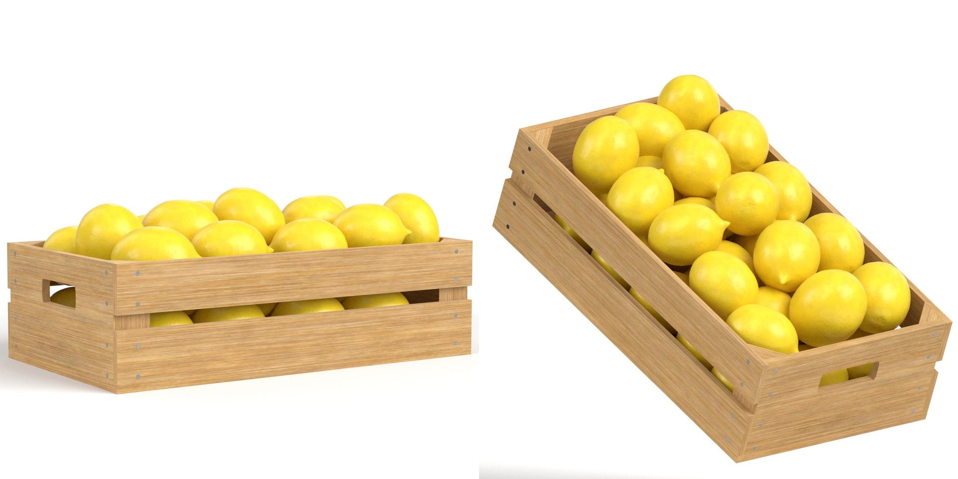 3D Lemons In A Wooden Crate Model - TurboSquid 1865379