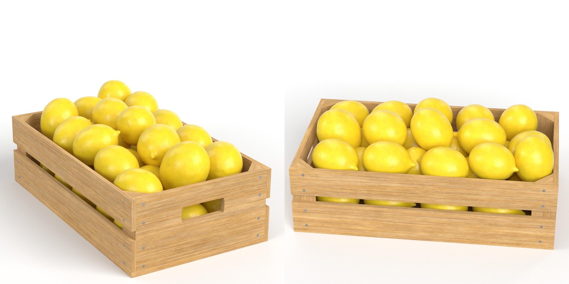 3D Lemons In A Wooden Crate Model - TurboSquid 1865379