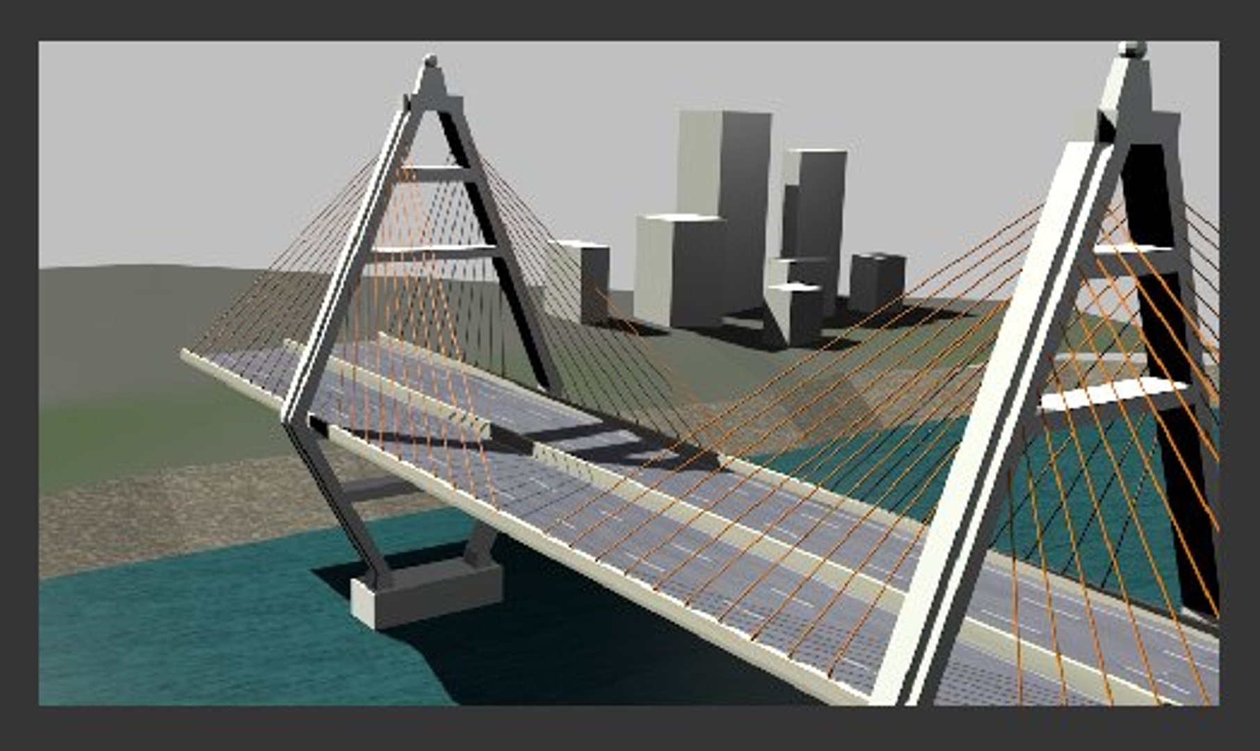 suspension bridge 3d model