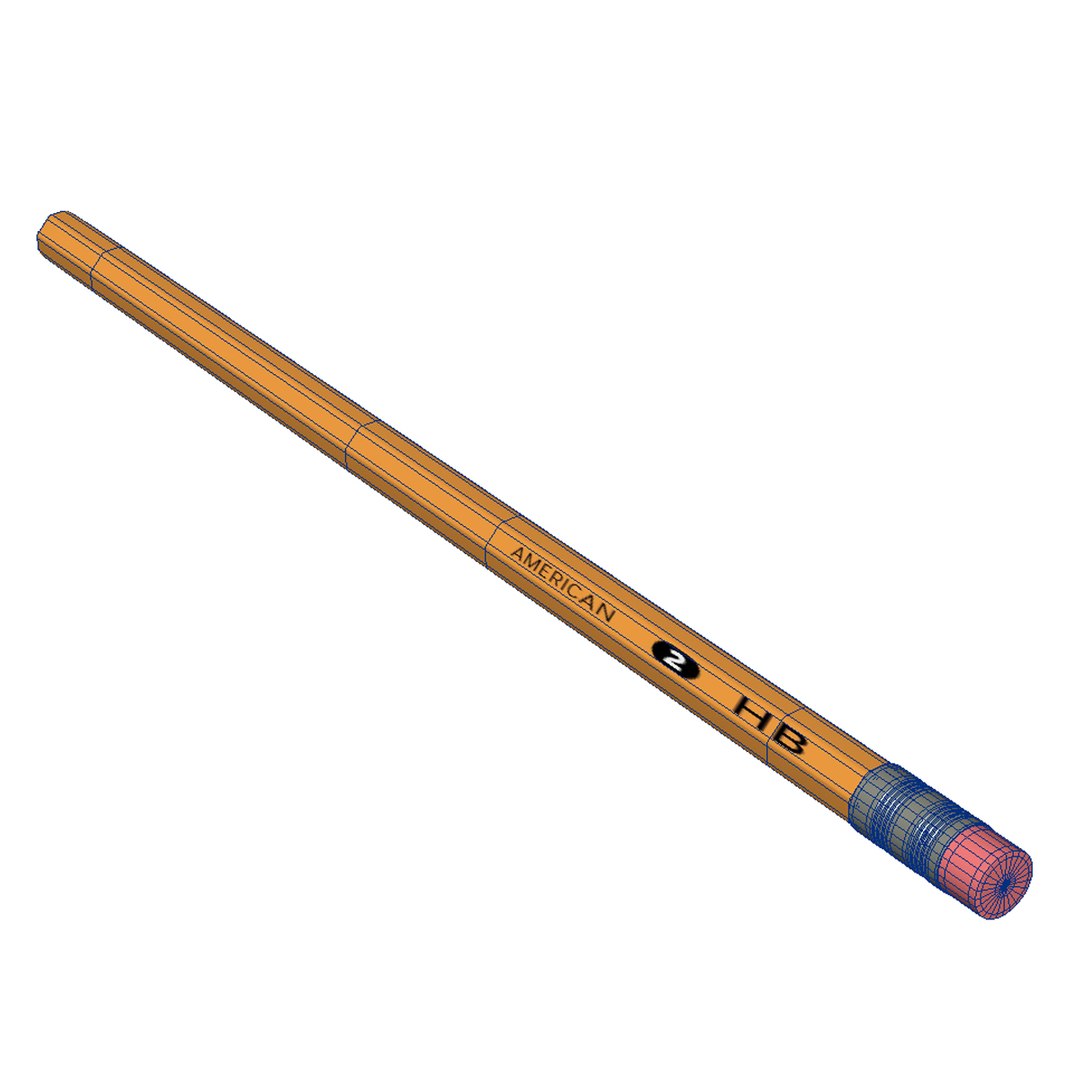 Number Pencil 3d Model