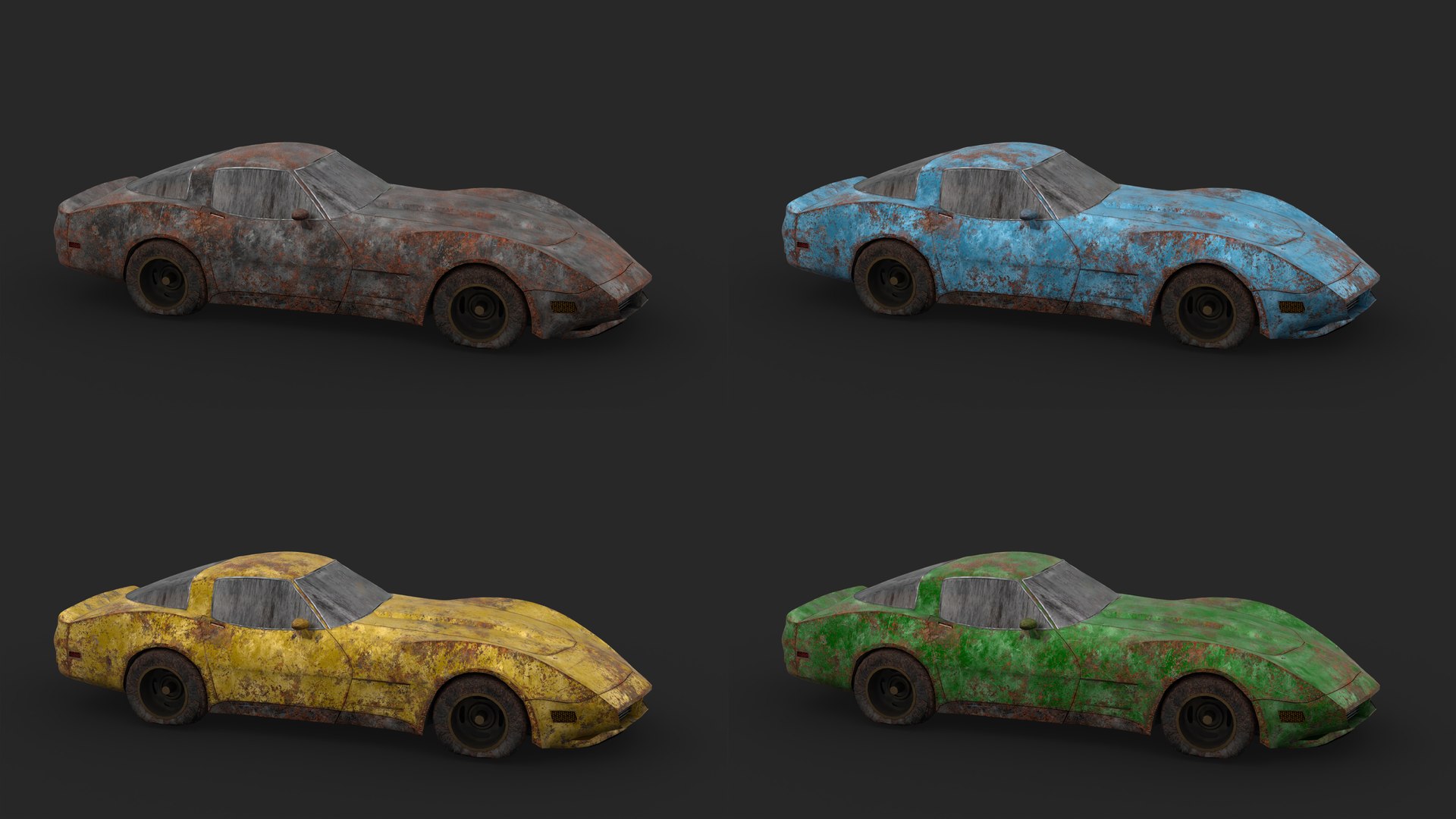 3D Old Rusty Car 002 - 1982 Chevrolet Corvette Model - TurboSquid 2352445