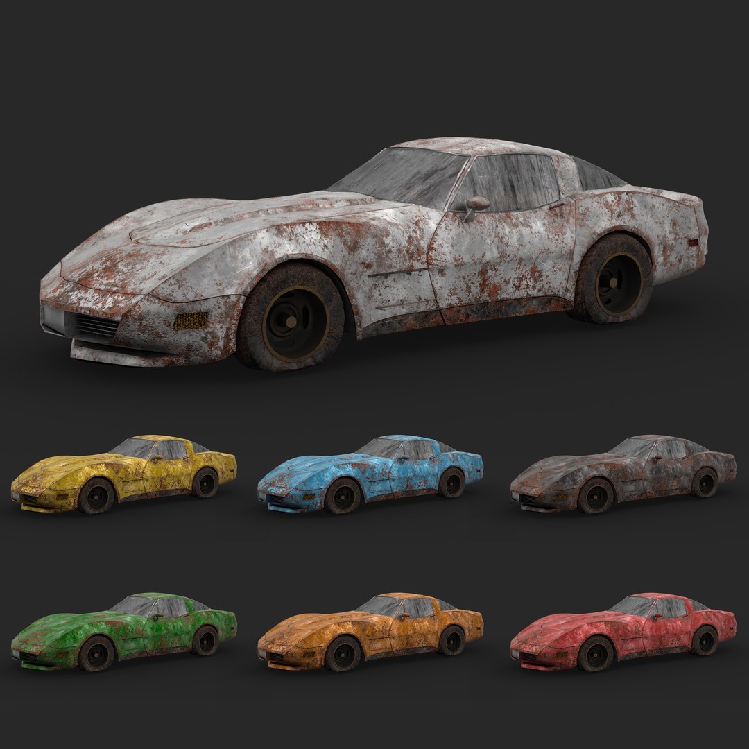 3D Old Rusty Car 002 - 1982 Chevrolet Corvette Model - TurboSquid 2352445