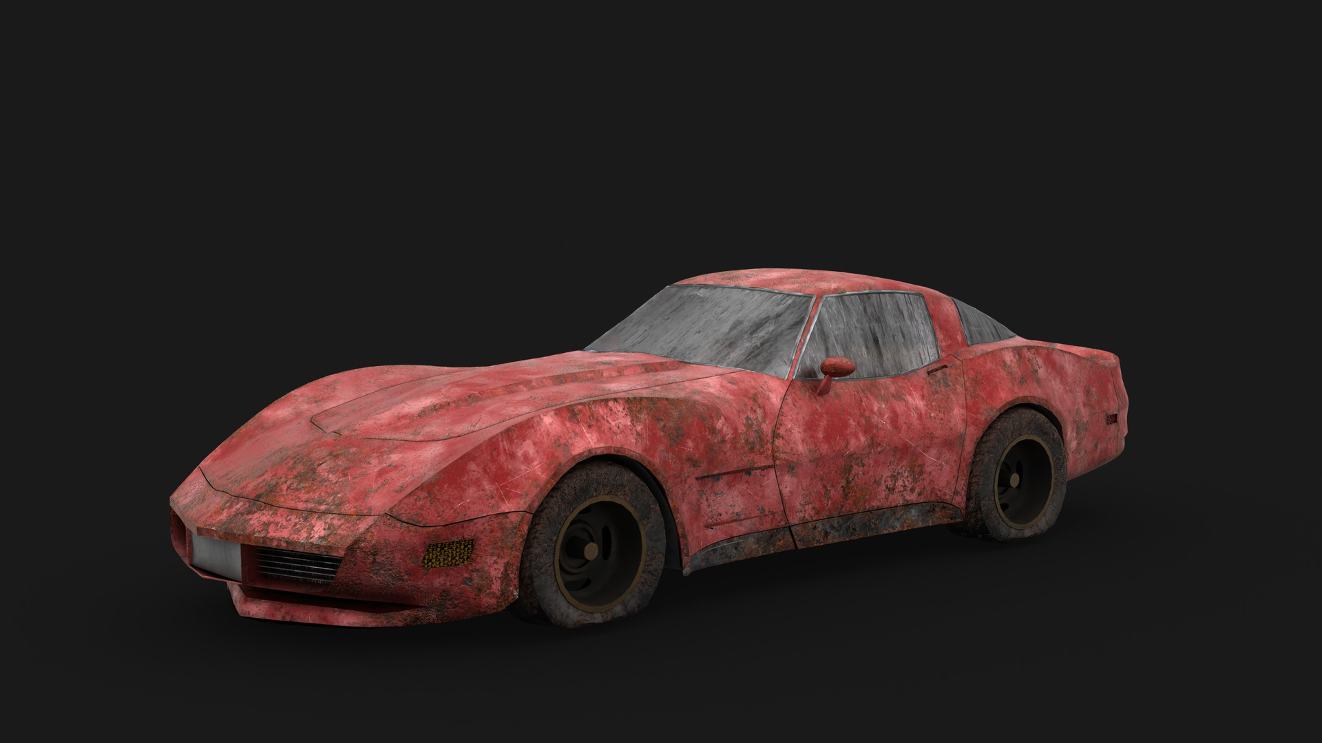 3D Old Rusty Car 002 - 1982 Chevrolet Corvette Model - TurboSquid 2352445