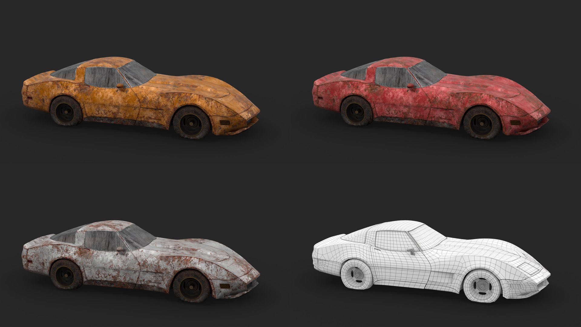 3D Old Rusty Car 002 - 1982 Chevrolet Corvette Model - TurboSquid 2352445