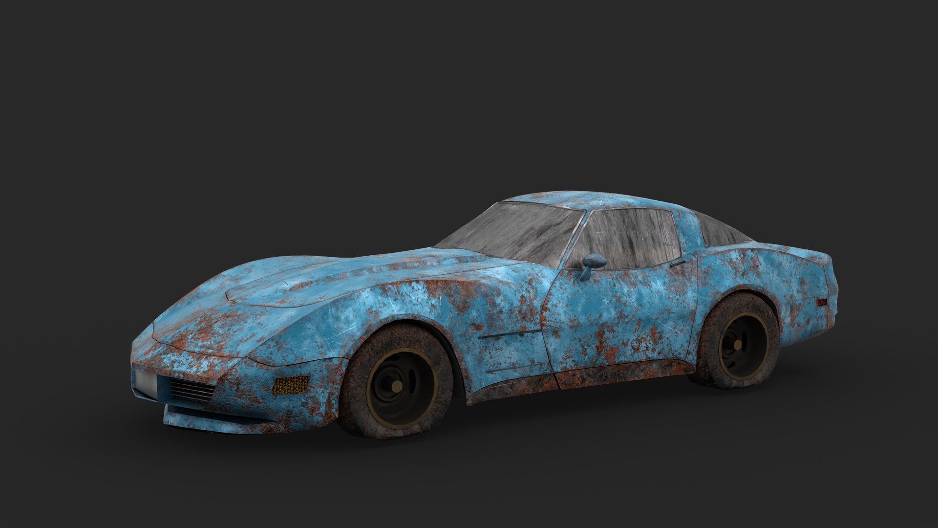 3D Old Rusty Car 002 - 1982 Chevrolet Corvette Model - TurboSquid 2352445