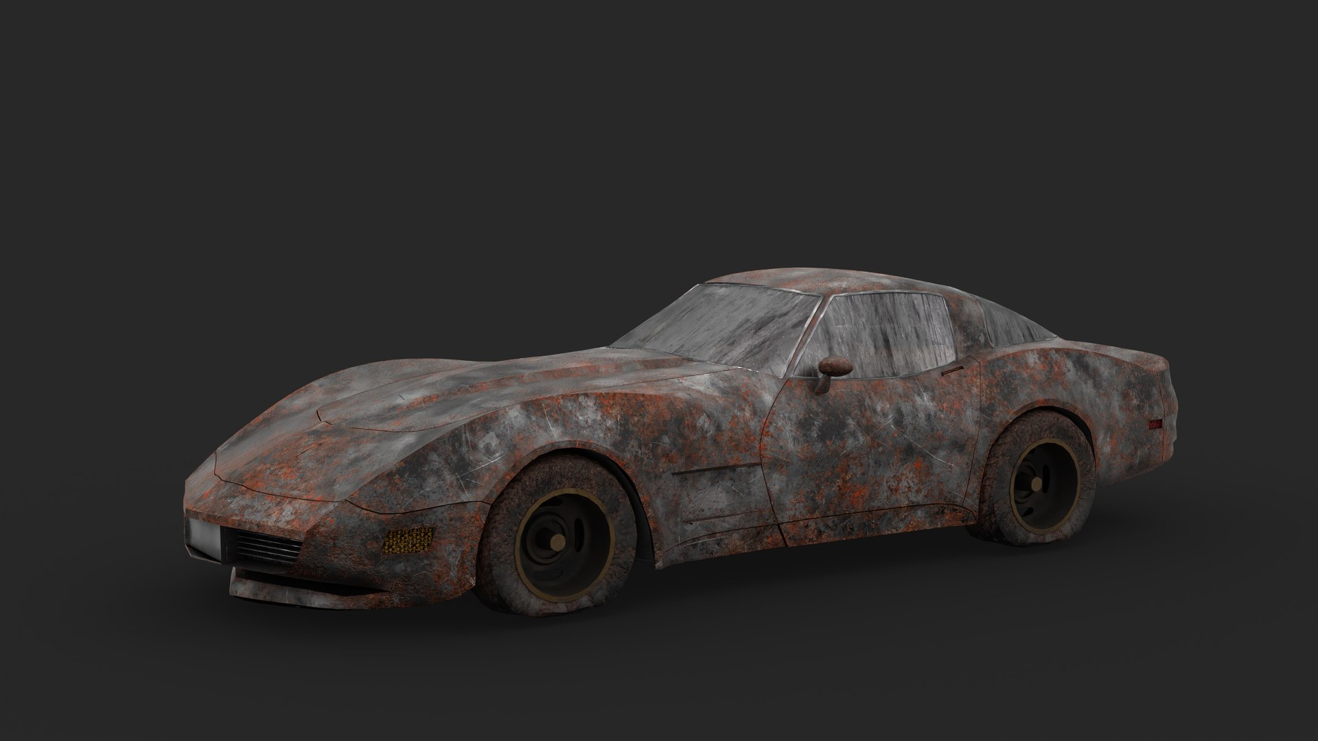 3D Old Rusty Car 002 - 1982 Chevrolet Corvette Model - TurboSquid 2352445