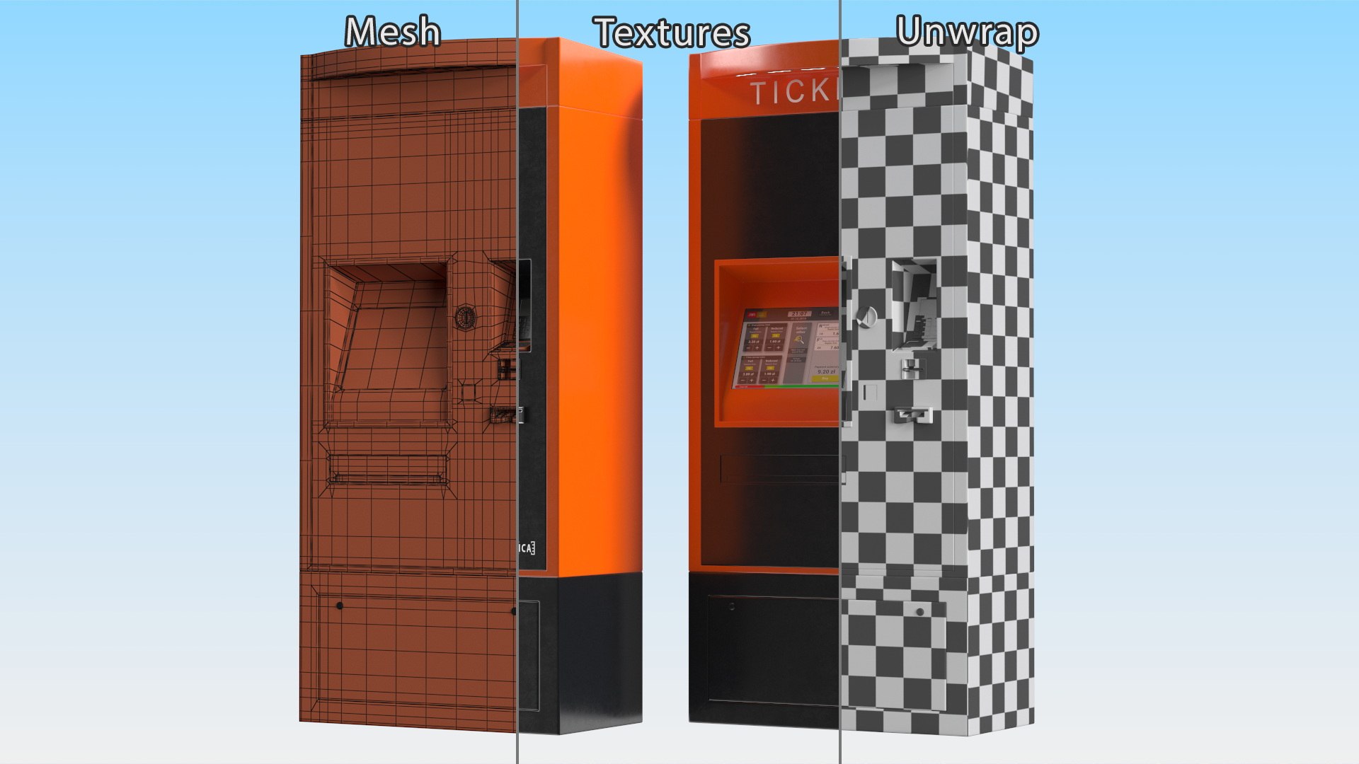 3D Ticket Vending Machine Orange ICA Traffic Model - TurboSquid 2268151