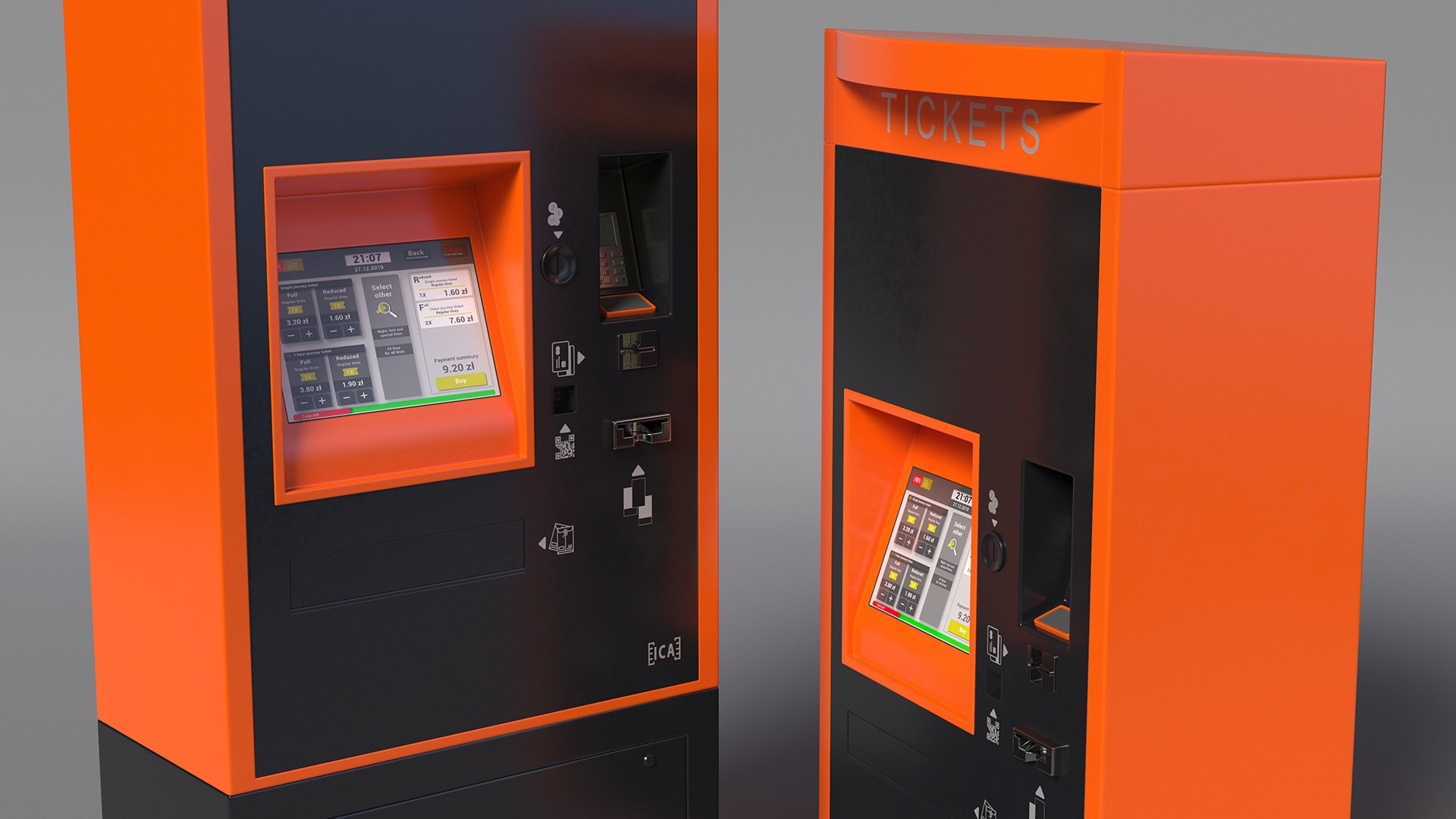 3D Ticket Vending Machine Orange ICA Traffic Model - TurboSquid 2268151