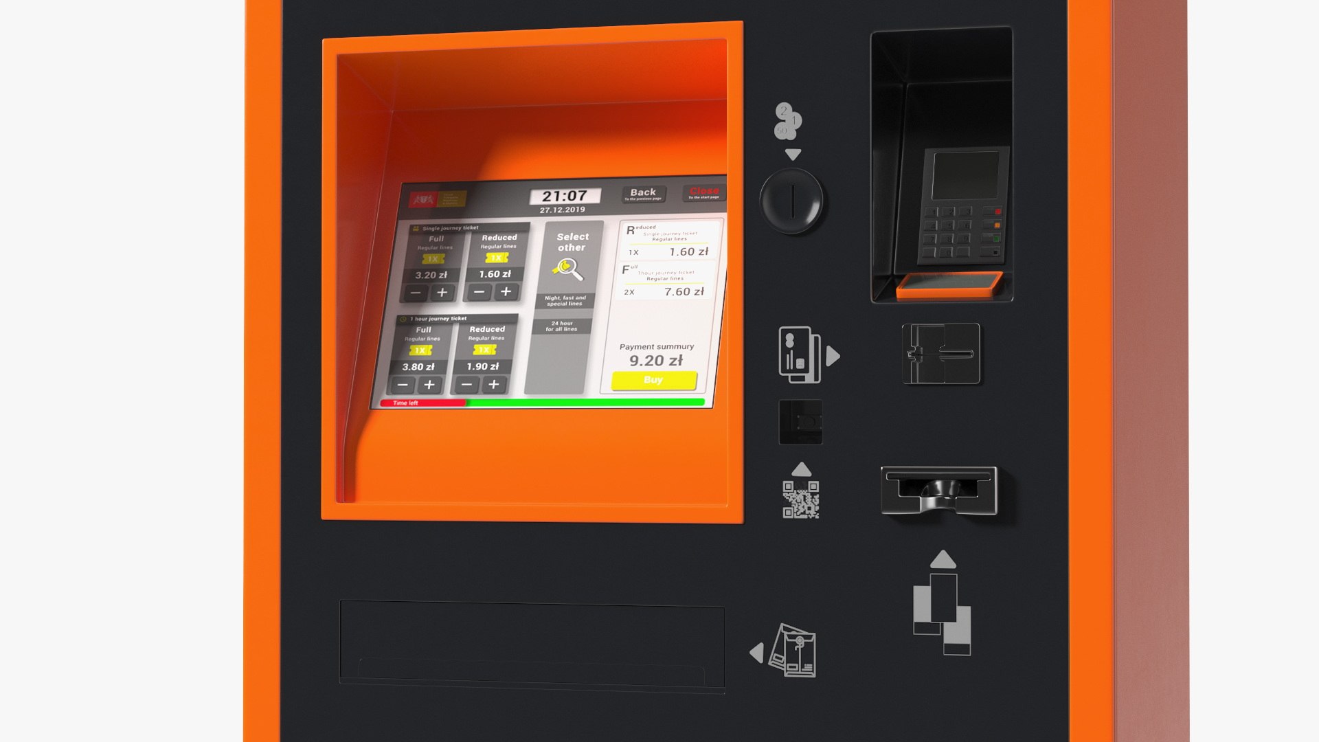 3D Ticket Vending Machine Orange ICA Traffic Model - TurboSquid 2268151