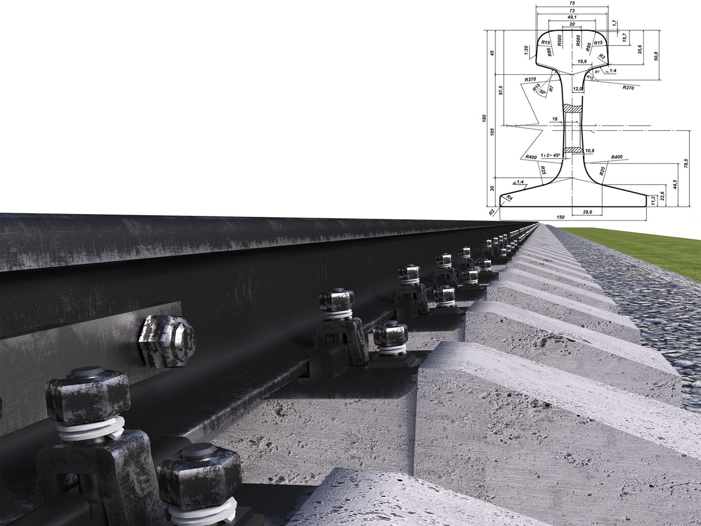 3D Highly Detailed Railroad Track Model - TurboSquid 1799074